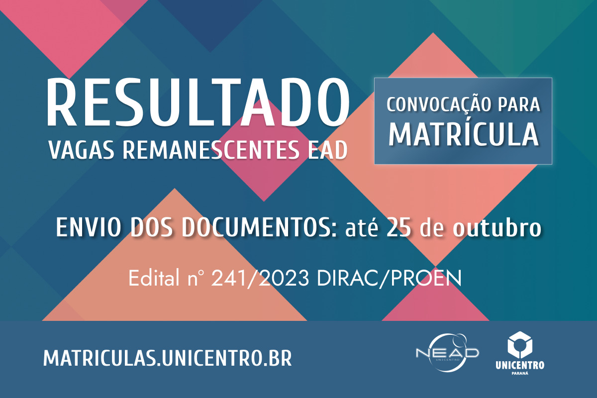 Unicentro convoca candidatos para matrícula em vagas remanescentes de ... Unicentro convoca candidatos para matrícula em vagas remanescentes de ...